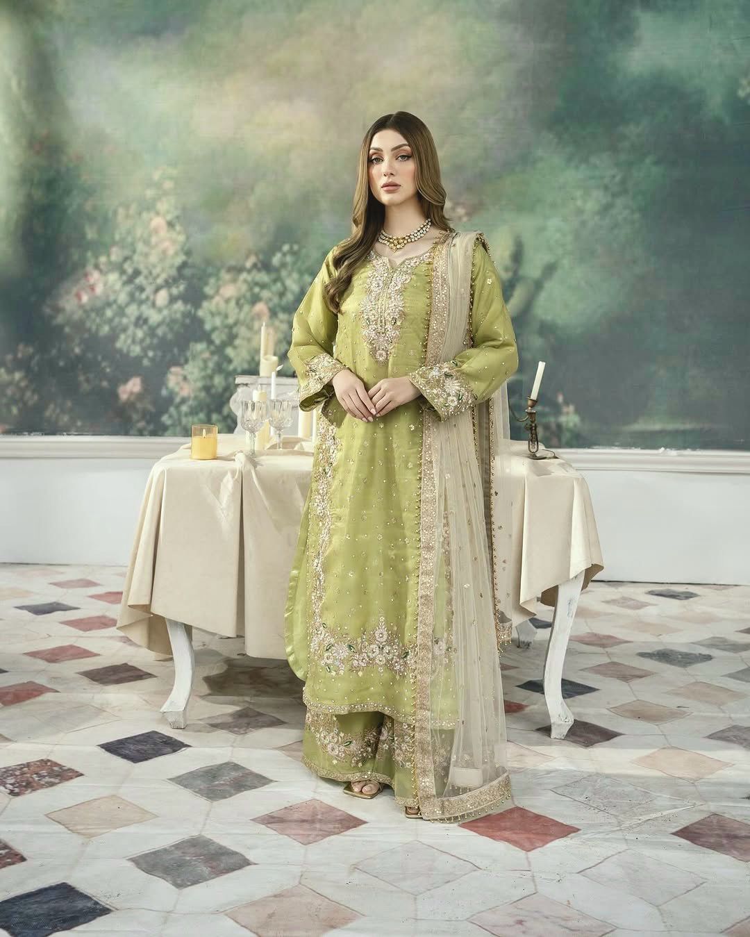 AD 199 - HEAVY EMBROIDERED SUITS BY SURAT WHOLESALE DEALER - Surat Textile