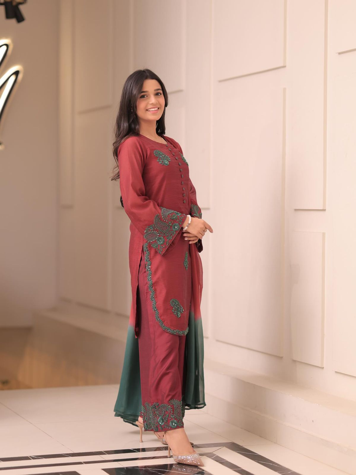 JF 011 - PURE FRENCH CREP SILK EMBROIDERED READYMADE SUITS BY SURAT ...